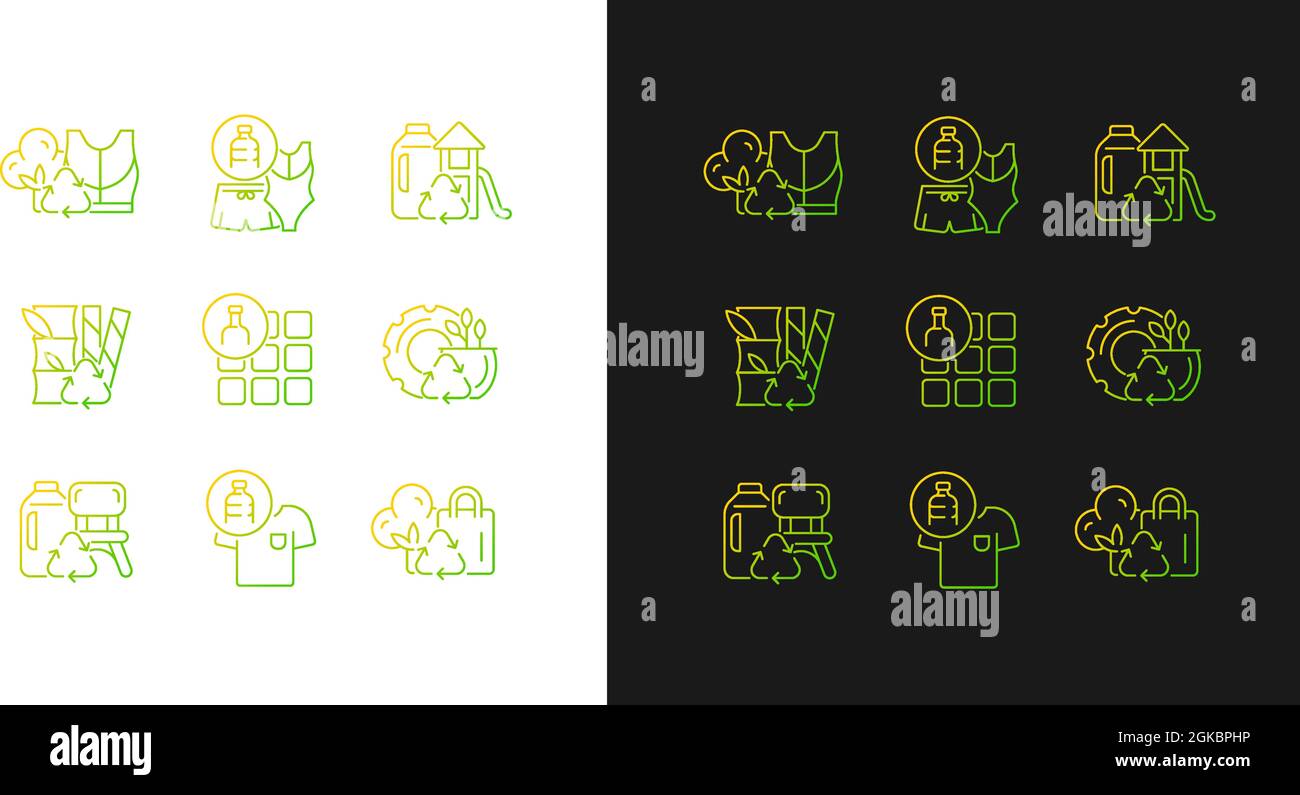 Natural resources conservation gradient icons set for dark and light ...
