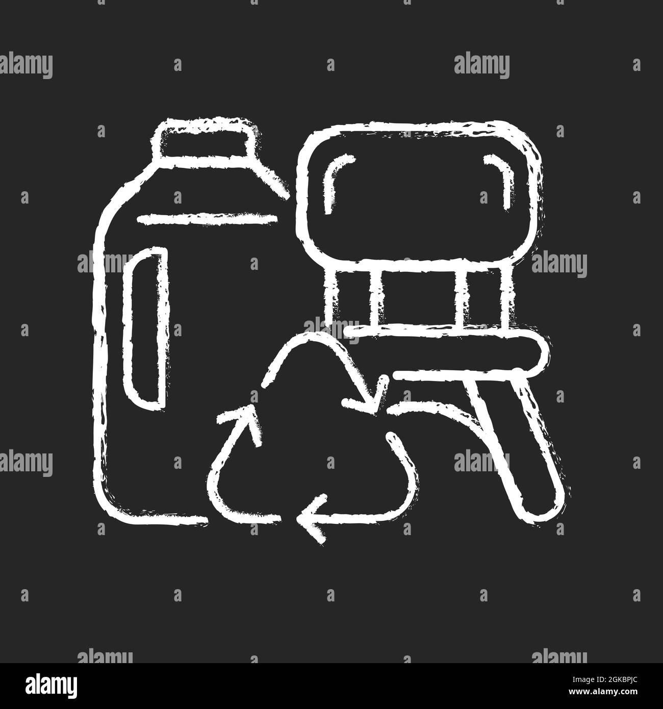Plastic lumber from plastic bottles chalk white icon on dark background ...