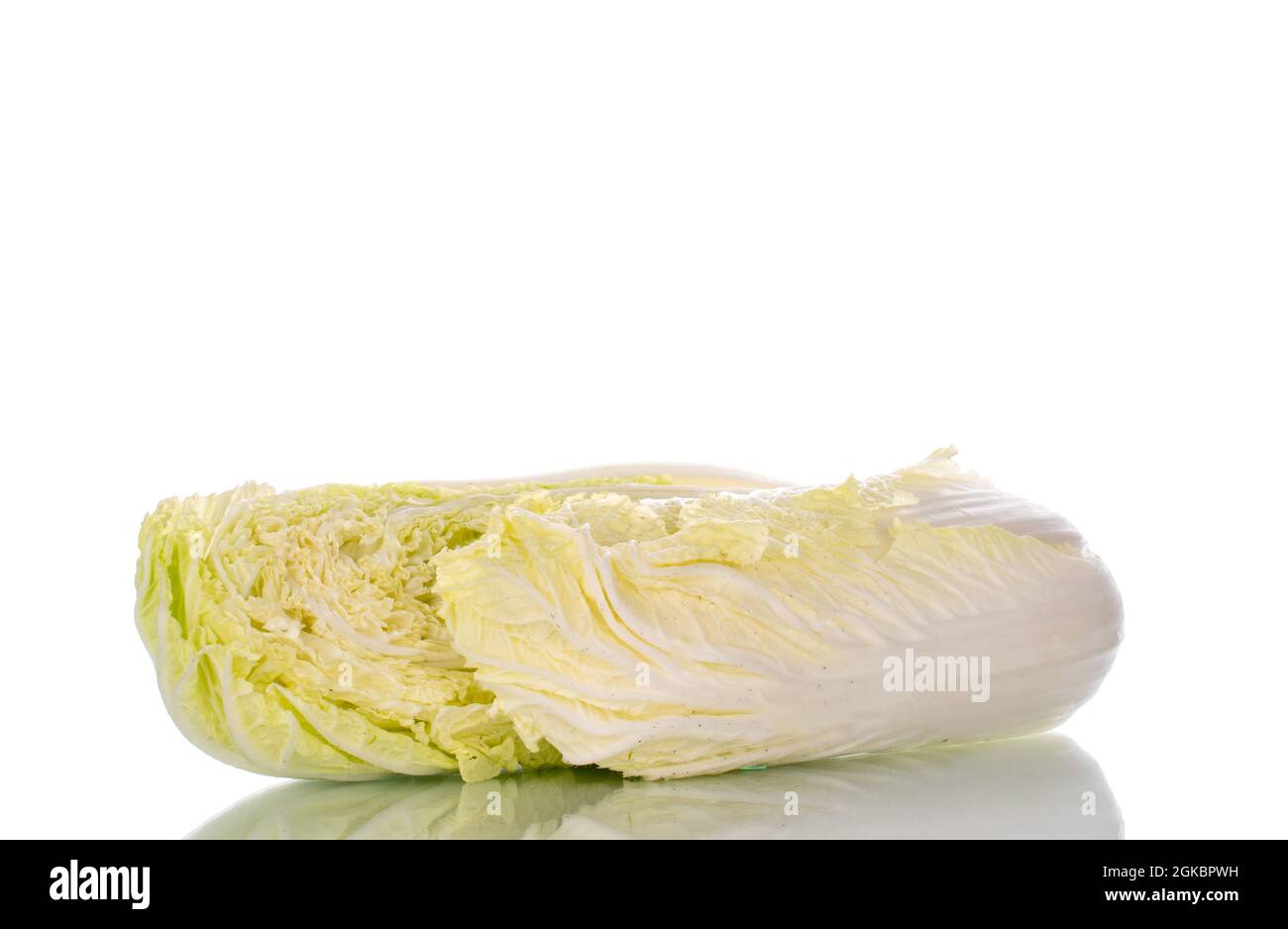 Two half ripe fresh Peking cabbage, close-up, isolated on white Stock ...