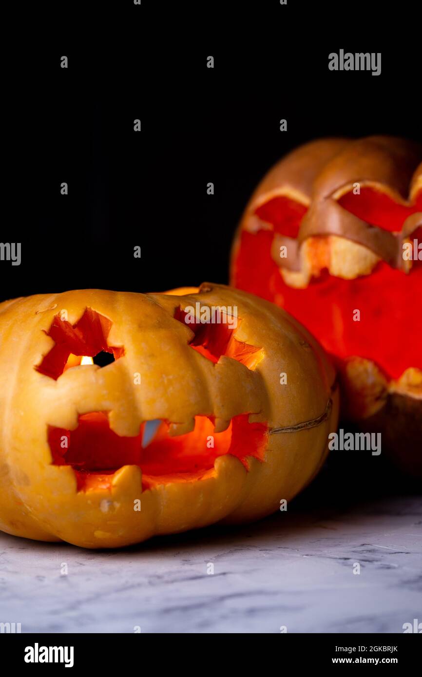 Carved pumpkin faces hi-res stock photography and images - Alamy