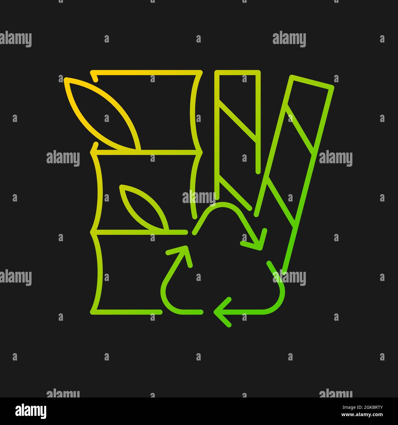Compostable straws from plants gradient vector icon for dark theme ...