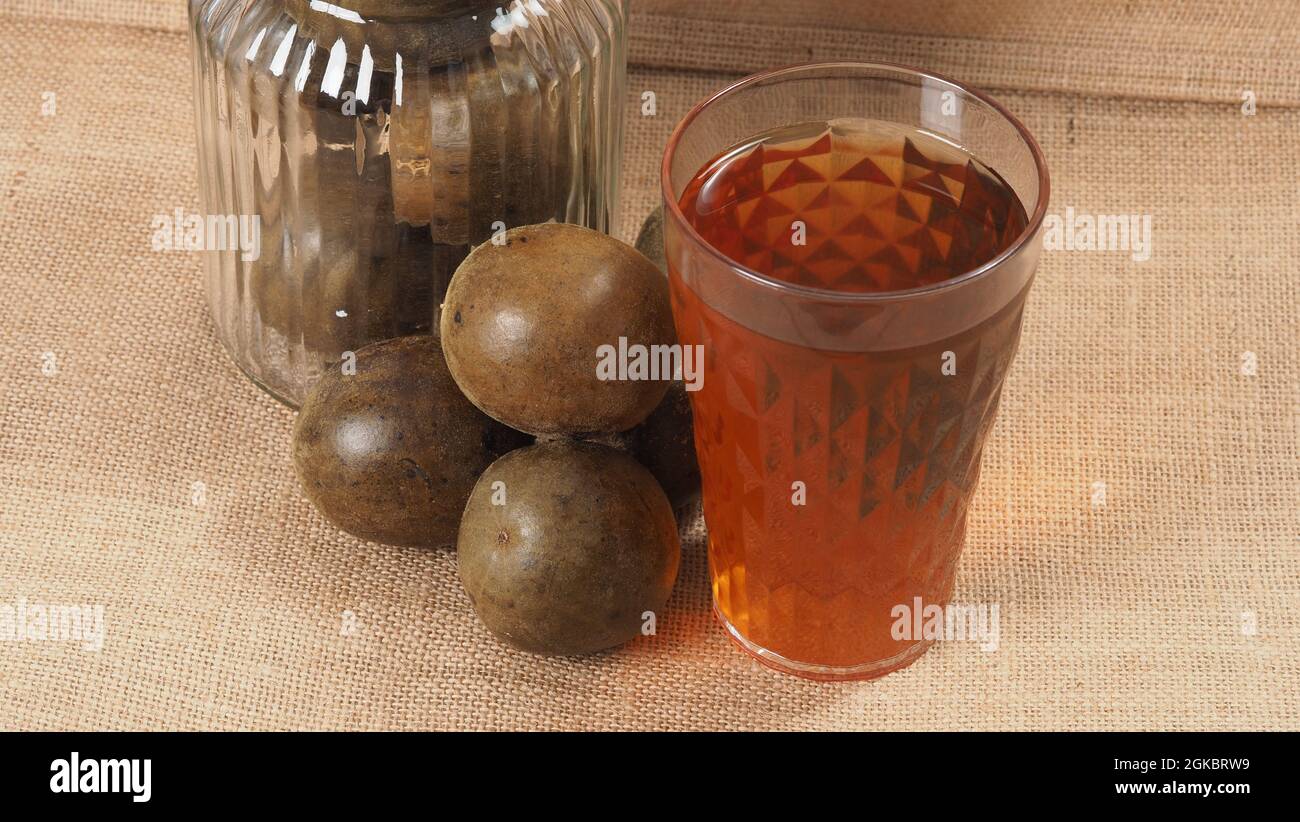 Monk fruit or Luo Han Guo. Dried fruits for healthy sweetener drink ...