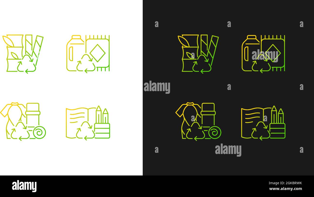 Reduce environmental pollution gradient icons set for dark and light ...