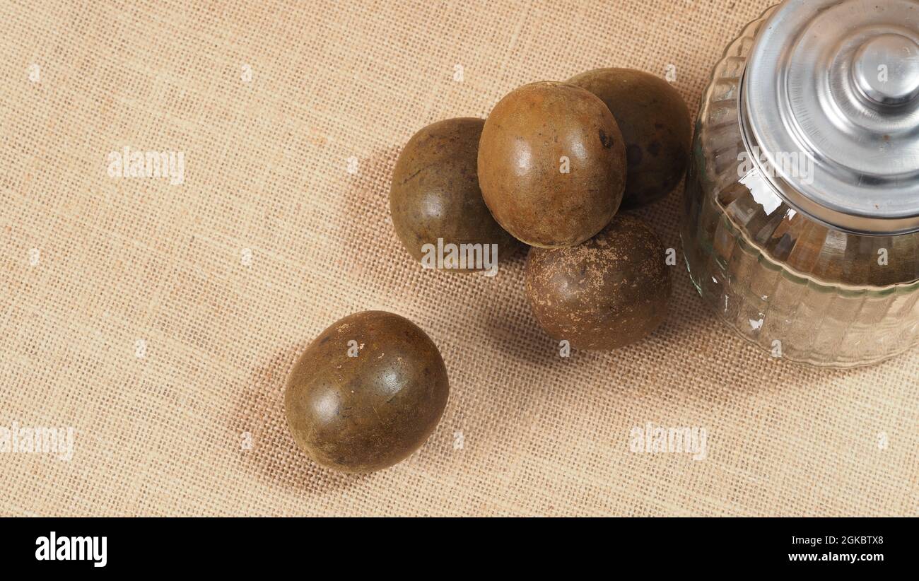 Monk fruit or Luo Han Guo. Dried fruits for healthy sweetener drink ...