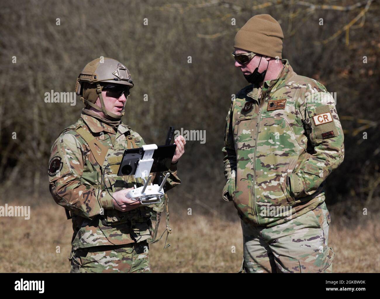 U.S. Air Force Airmen assigned to the 435th Contingency Response Group ...