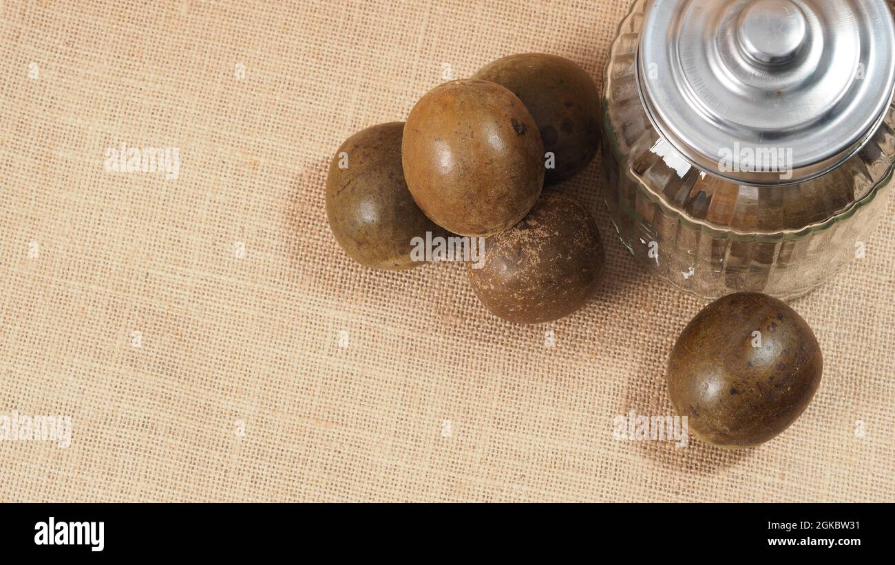 Monk fruit or Luo Han Guo. Dried fruits for healthy sweetener drink ...