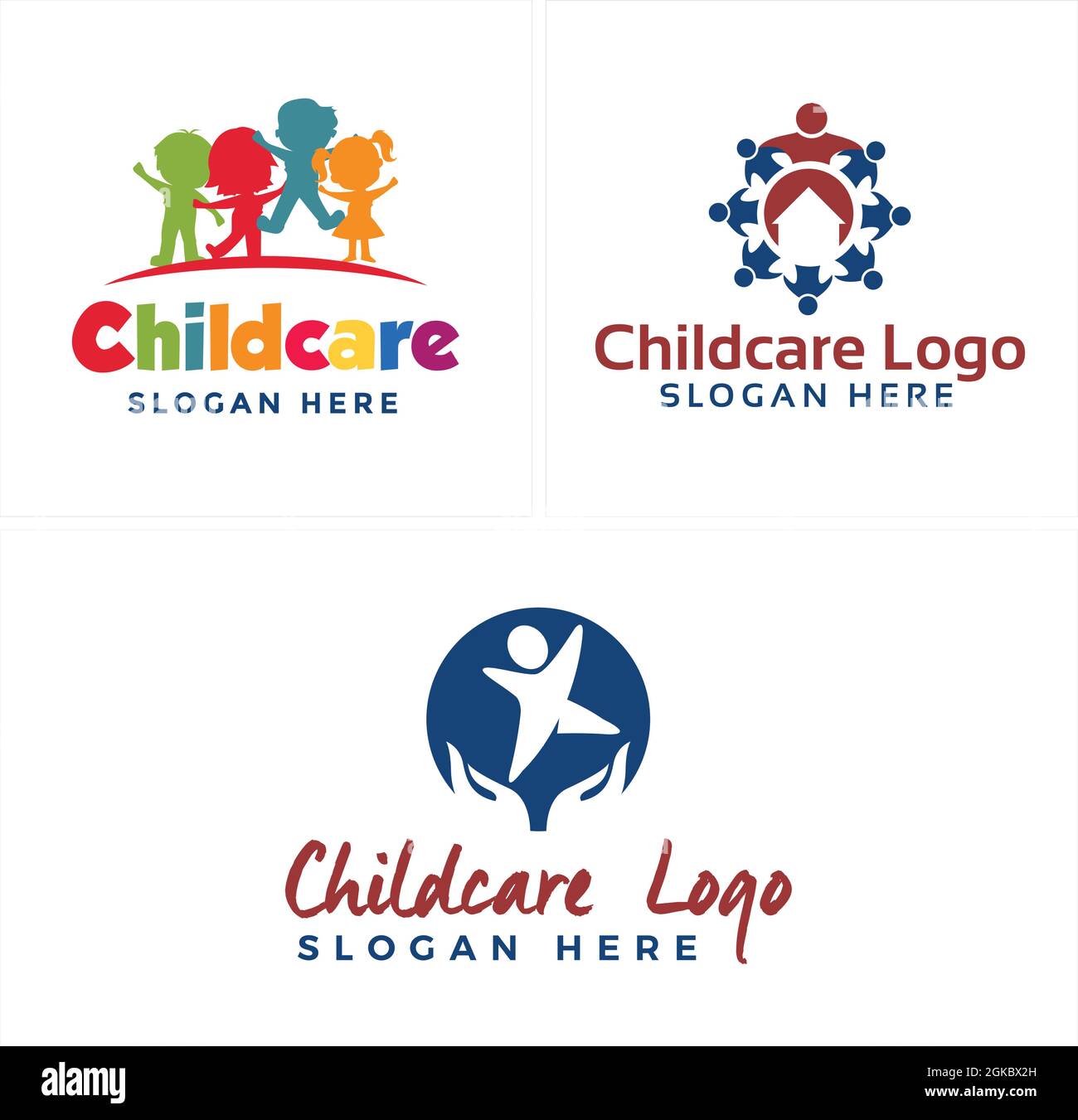 Childcare babysitting boy and girl logo design Stock Vector Image & Art ...