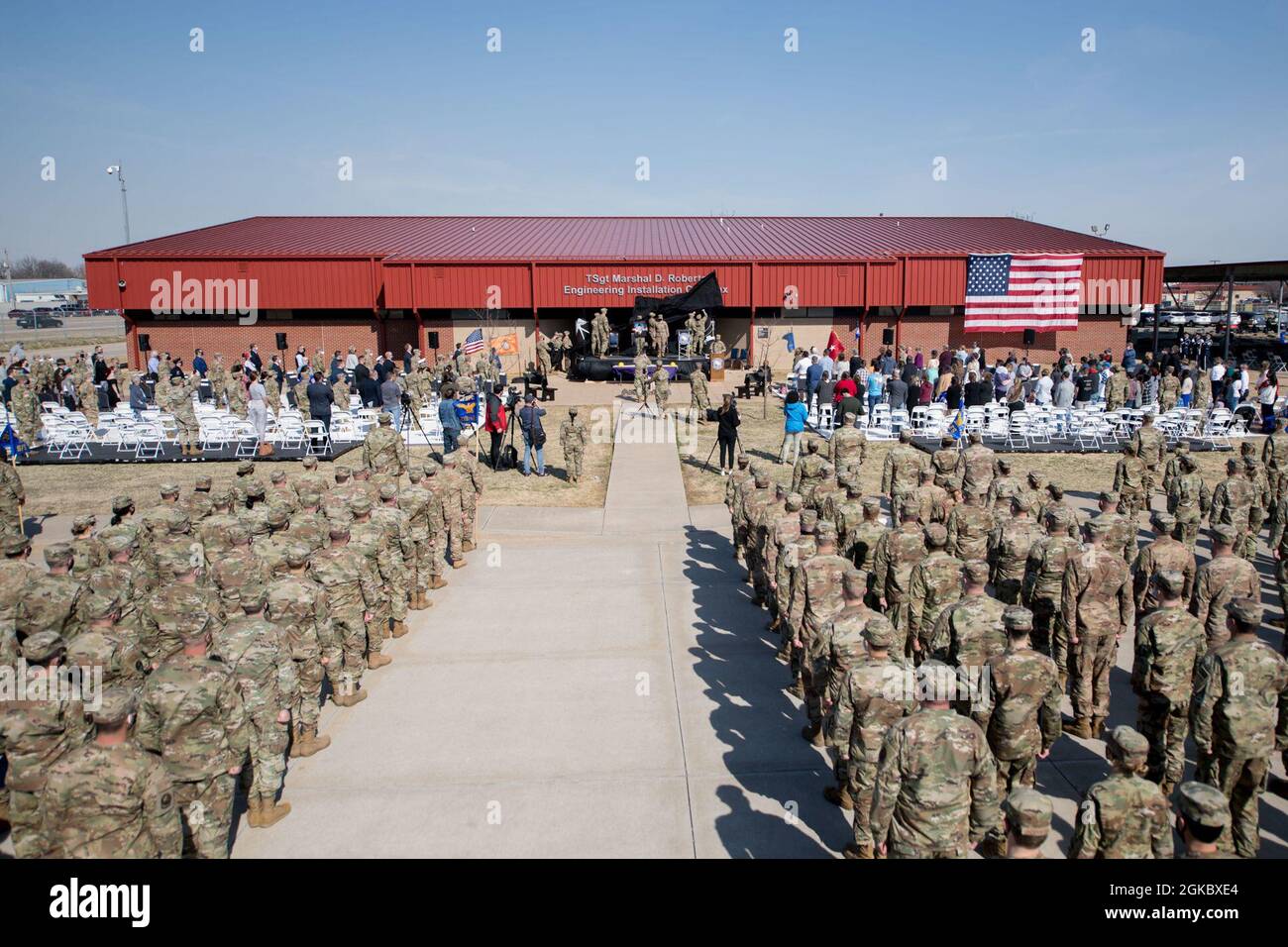 The newly dedicated 219th Engineering Installation Squadron building is ...