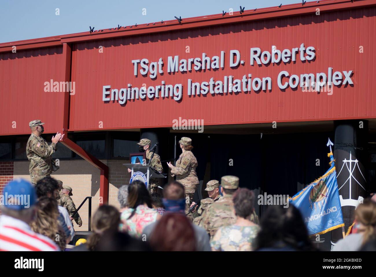 The newly dedicated 219th Engineering Installation Squadron building is ...