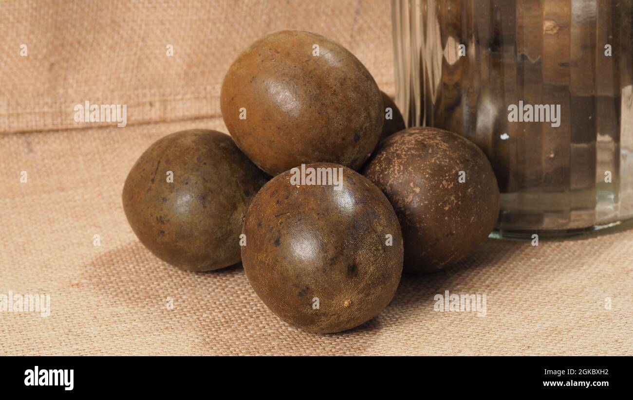 Monk fruit or Luo Han Guo. Dried fruits for healthy sweetener drink ...