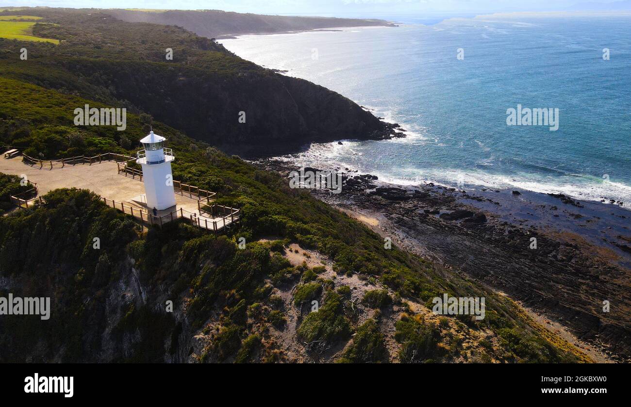 Lighthouse and ocean view, Cape Liptrap, Victoria, Australia Stock ...