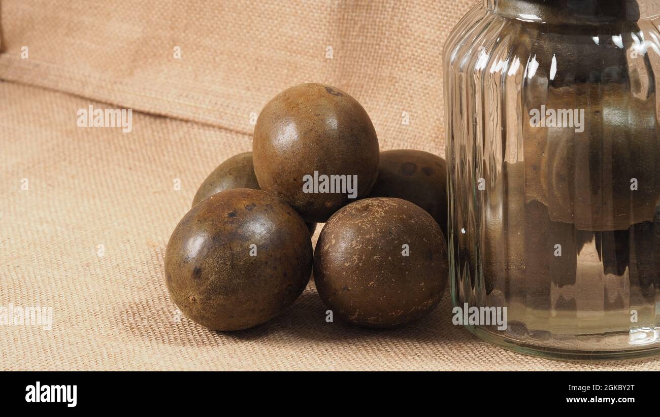 Monk fruit or Luo Han Guo. Dried fruits for healthy sweetener drink ...