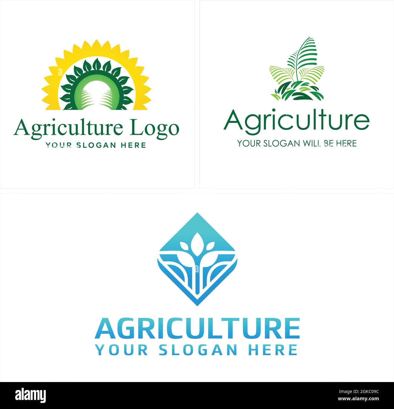 Agriculture green leaf plant plantation logo design Stock Vector Image ...