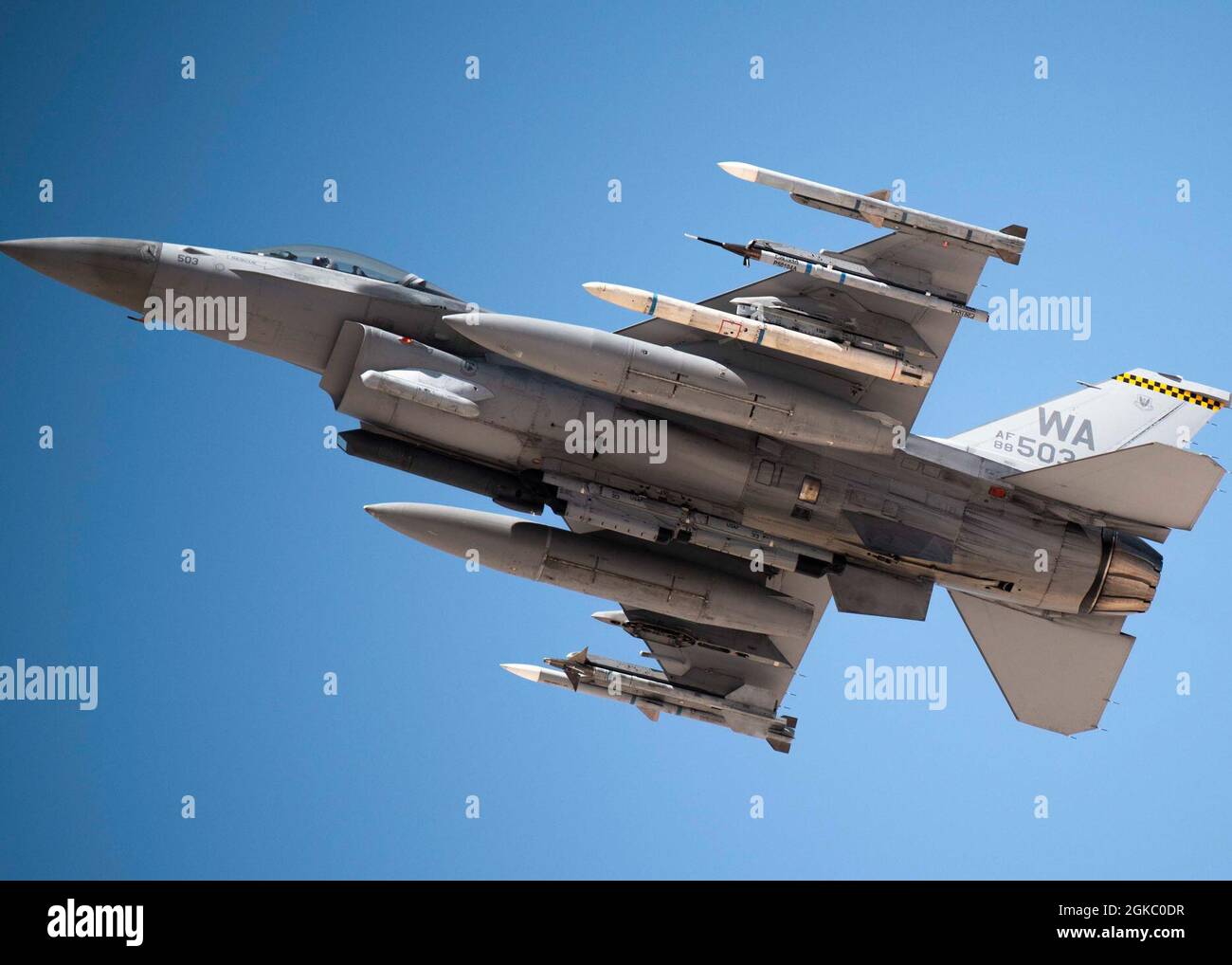 An F-16 Fighting Falcon from the USAF 57th Wing Weapons School takes ...