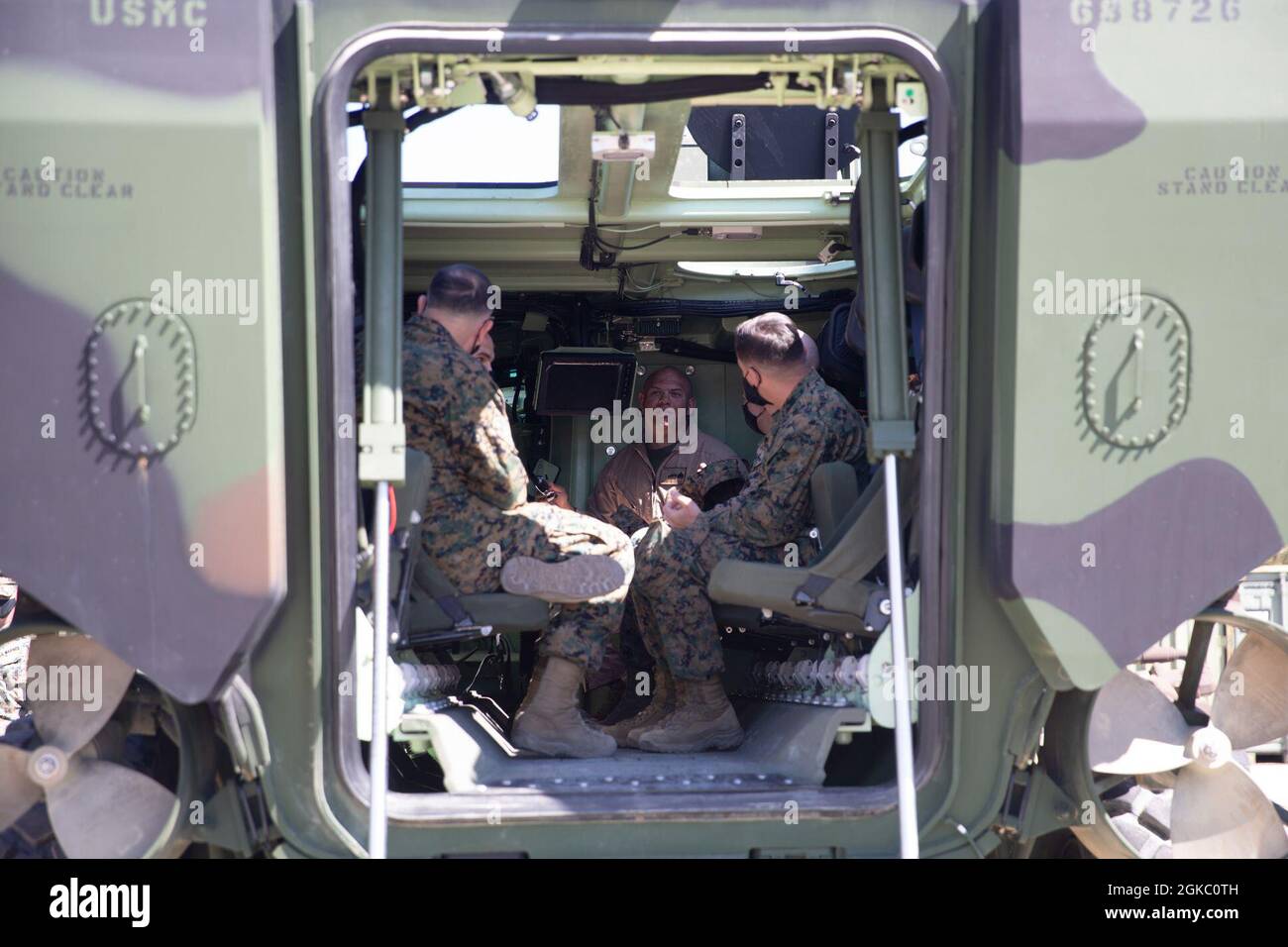 U.S. Marine Corps Sgt. Juwan White, an Amphibious Combat Vehicle (ACV ...