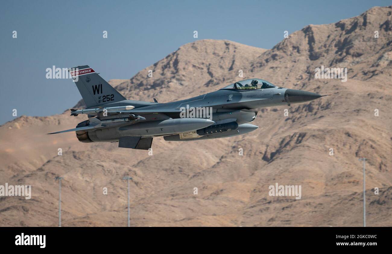 An F-16 fighter jet, assigned to the 115th Fighter Wing at Truax Field ...