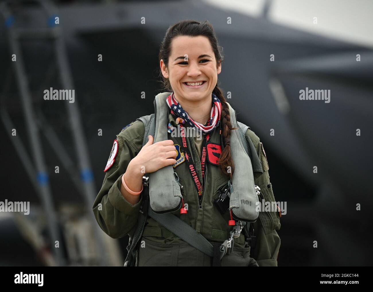 Capt. Rebecca Baird, 494th Fighter Squadron pilot, smiles for a photo ...