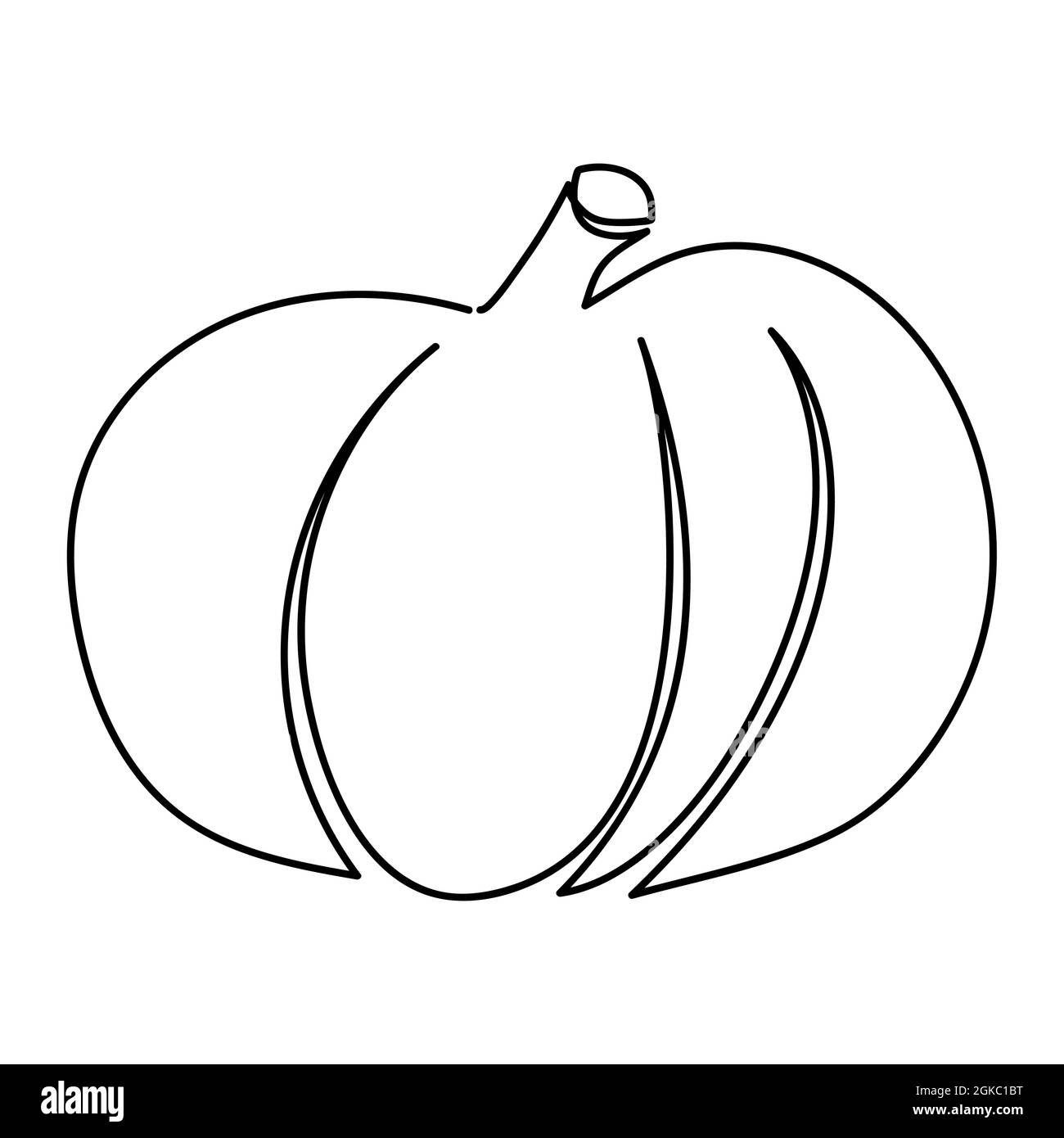 Pumpkin icon in black linear one continious stroke style isolated on ...