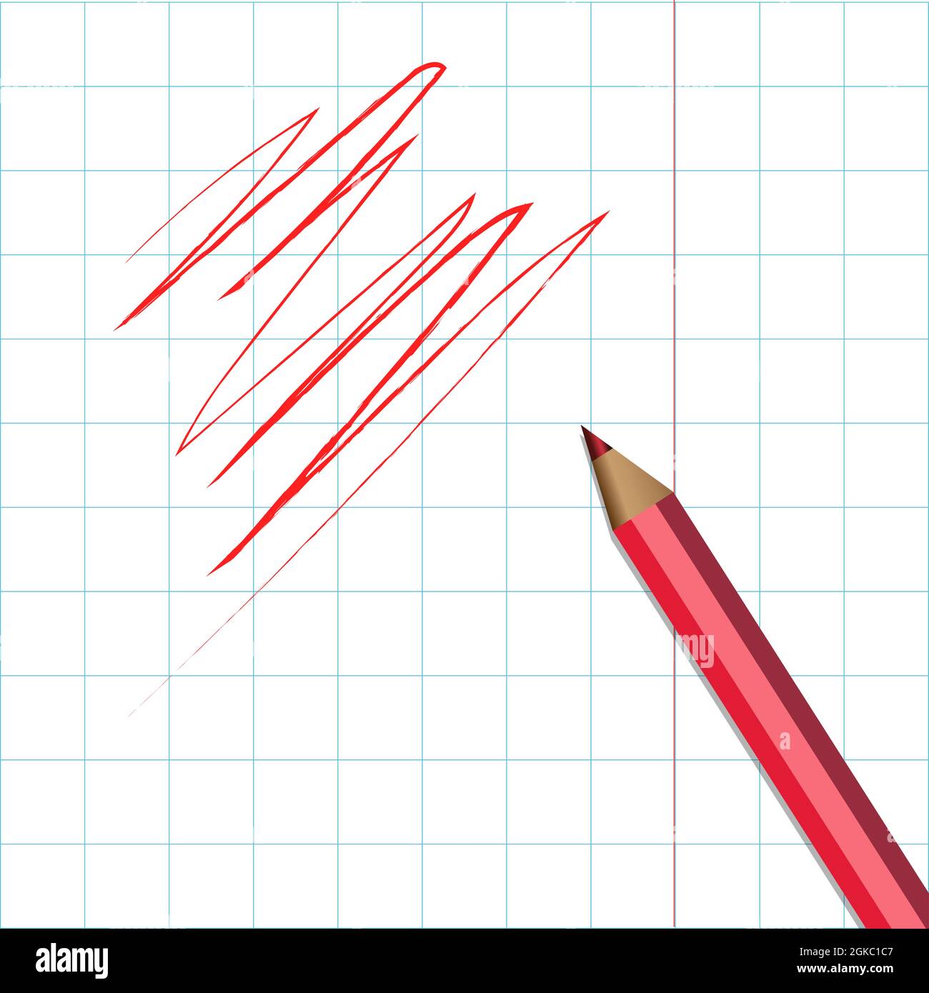 Red hand drawn scribble with thin line shape, tangled grungy round ...