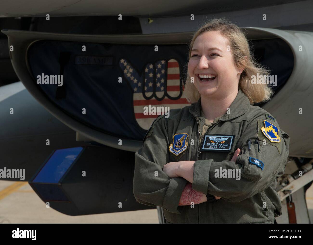 U.S. Air Force 1st Lt. Alexys Akers, a 35th Fighter Squadron pilot ...