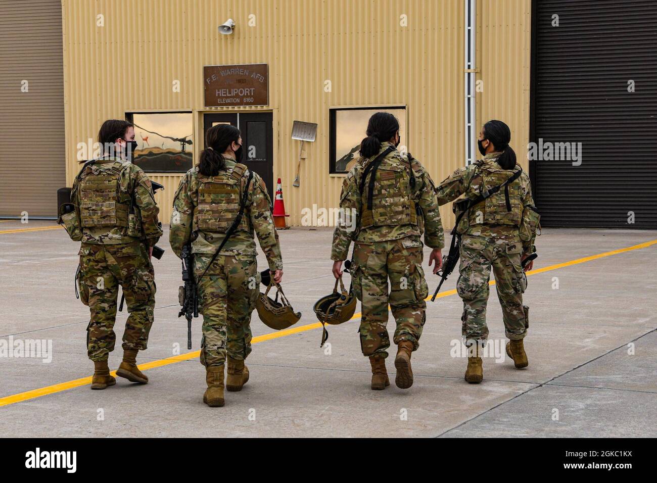 A group of Security Forces Airmen prepare for an all-female helicopter ...
