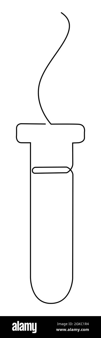 Test tube icon one stroke continious line style Outline test tube in ...