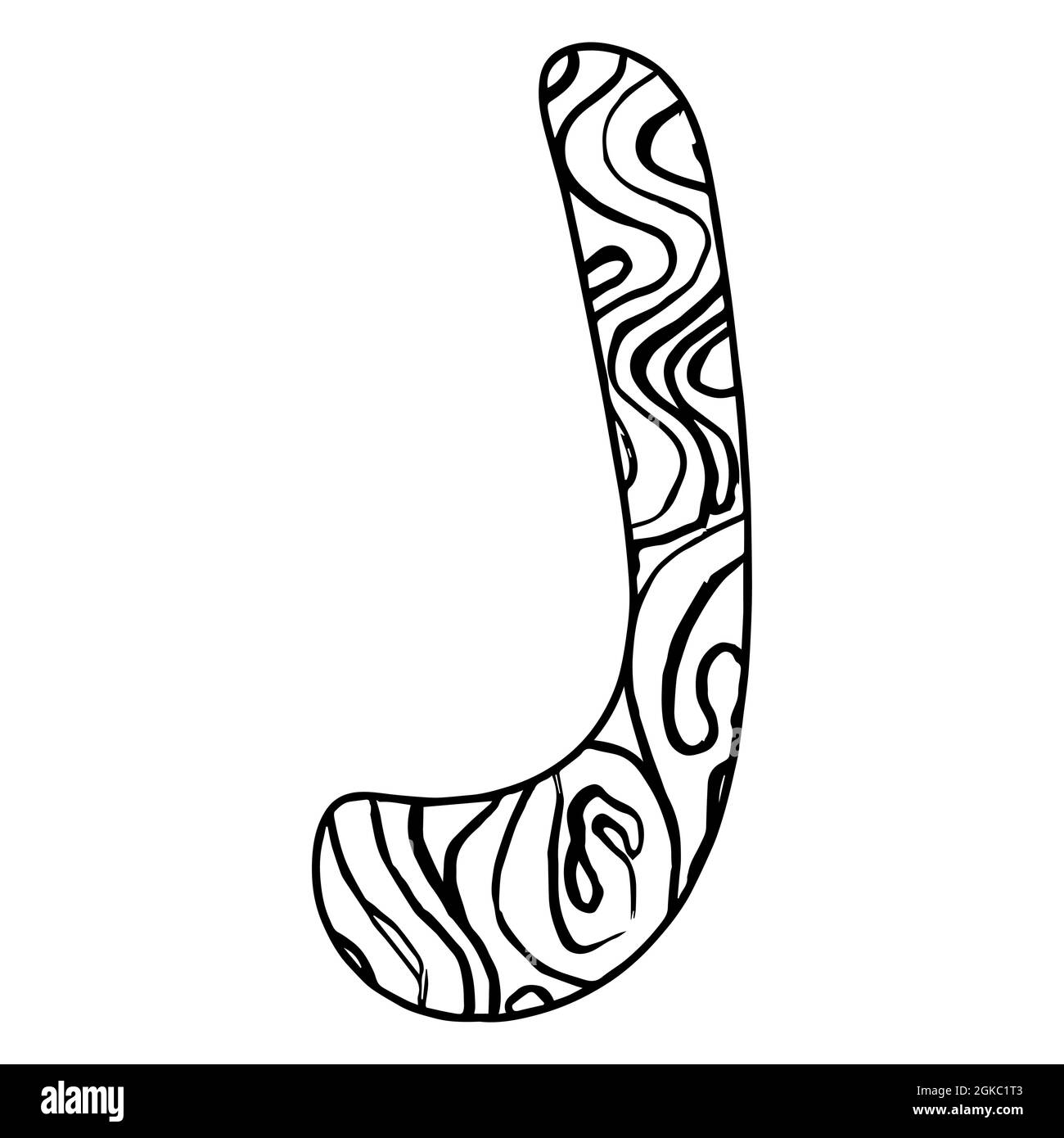 Zentangle stylized alphabet - letter J. Black white hand drawn doodle ...
