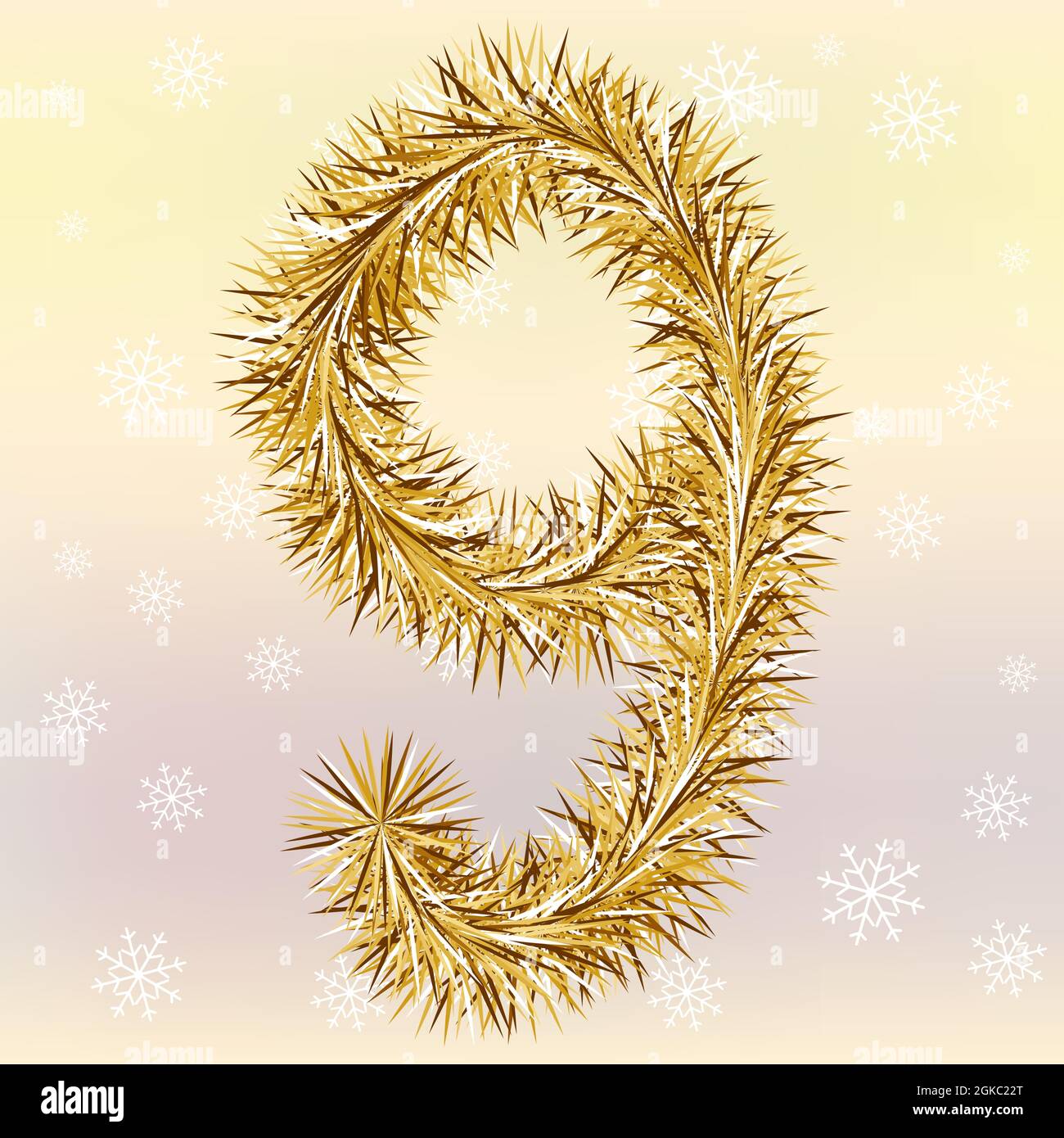 Christmas lettering Number 9 with a fur or tinsel text effect over ...