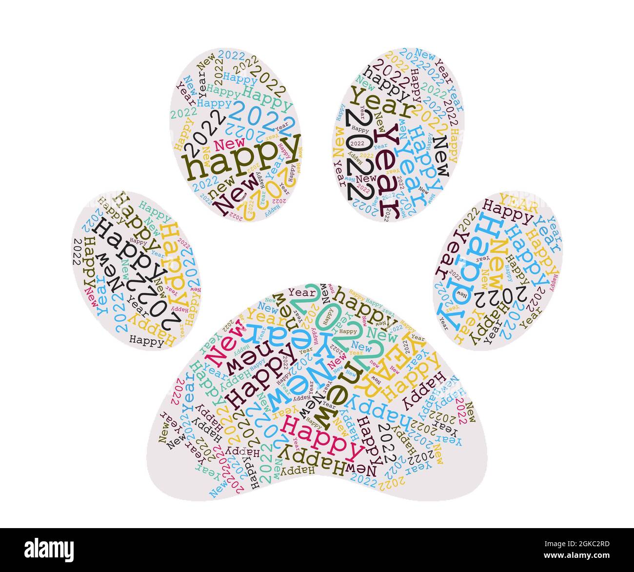 cat paw print with multi color letters, word cloud Merry Christmas and ...