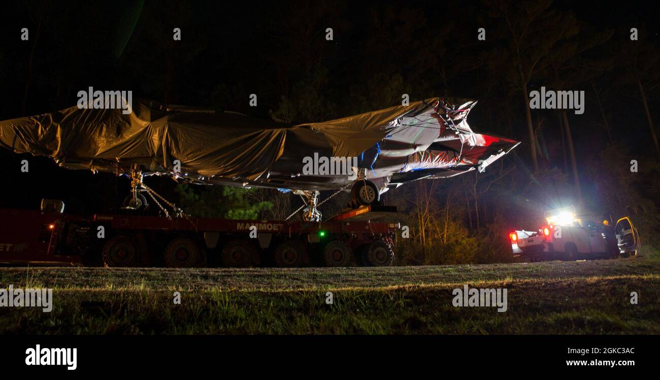 An F-35 airframe is transported to Fleet Readiness Center East at ...