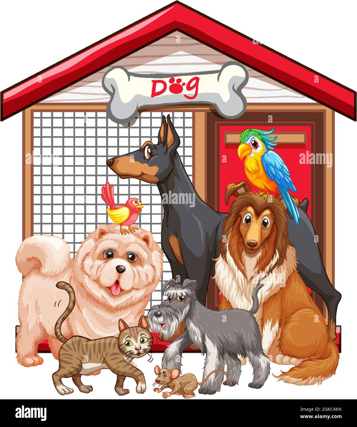 Group of pet on white background illustration Stock Vector Image & Art ...
