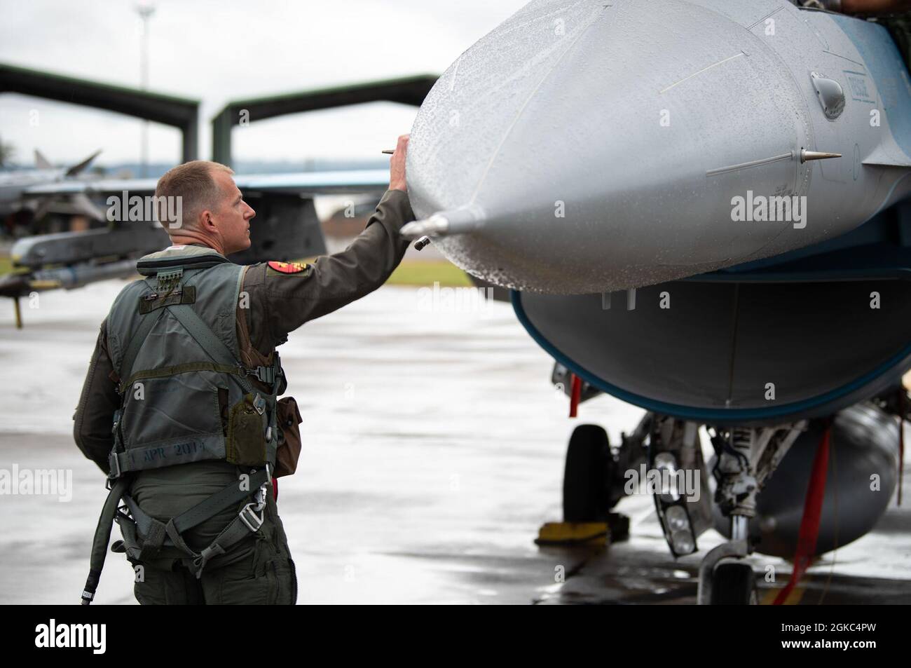 Lt. Col. Randolph Kinsey, 18th Aggressor Squadron commander, inspects ...