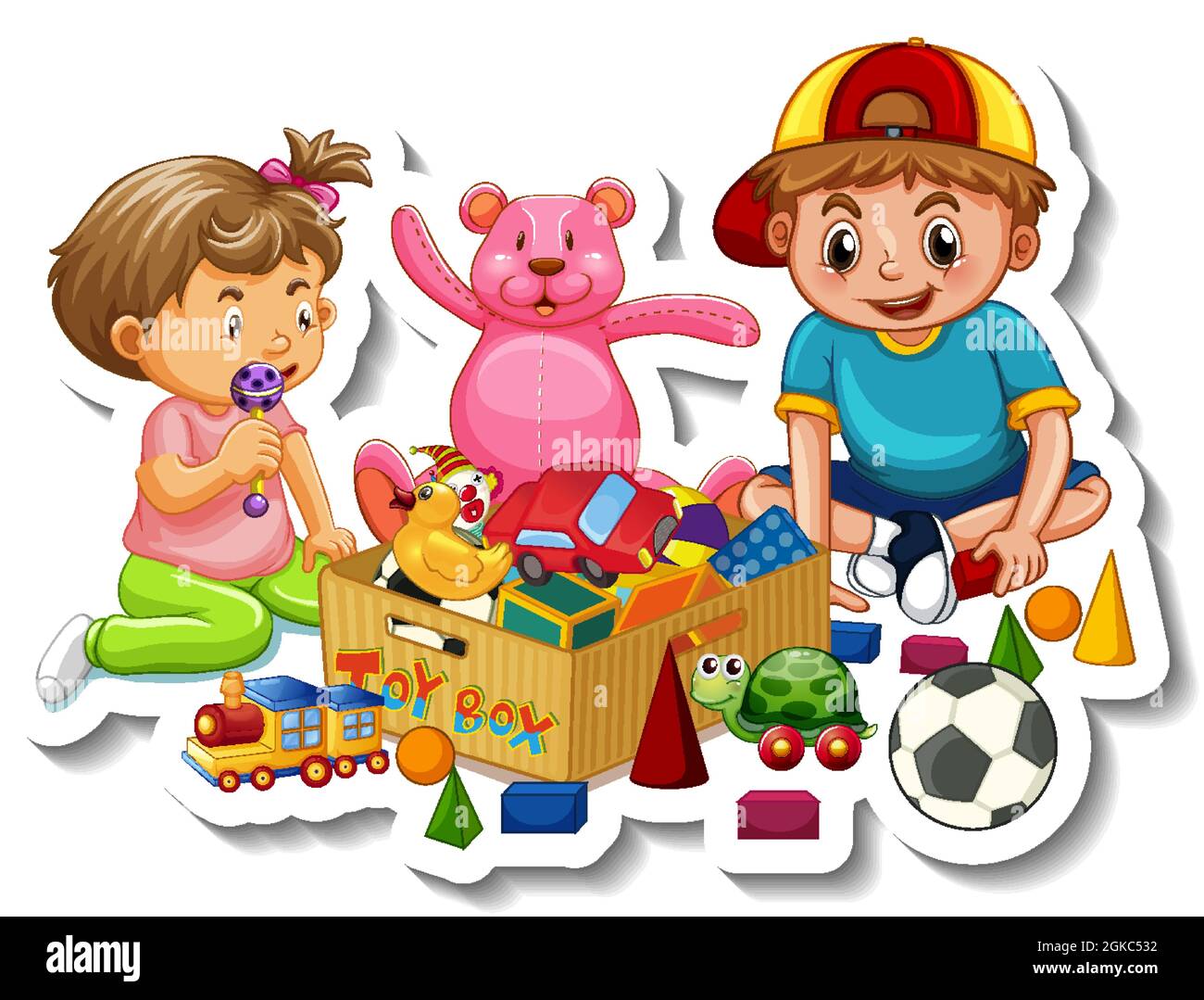 Kids Sharing Toys Clip Art