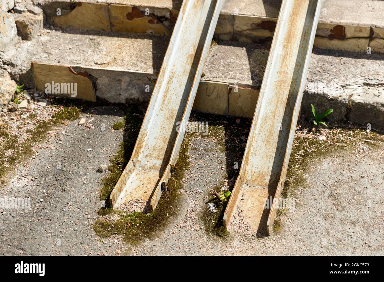 ramp on the stairs for strollers with disabled people. High quality ...