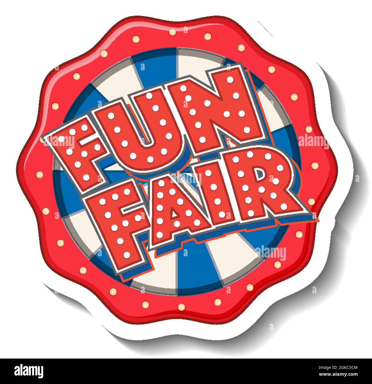 Sticker template with Funfair banner isolated illustration Stock Vector ...