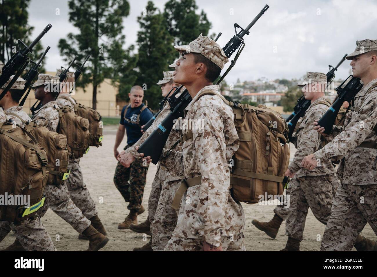 U.S. Marine recruits with Platoon 3243, Lima Company, 3rd Recruit ...