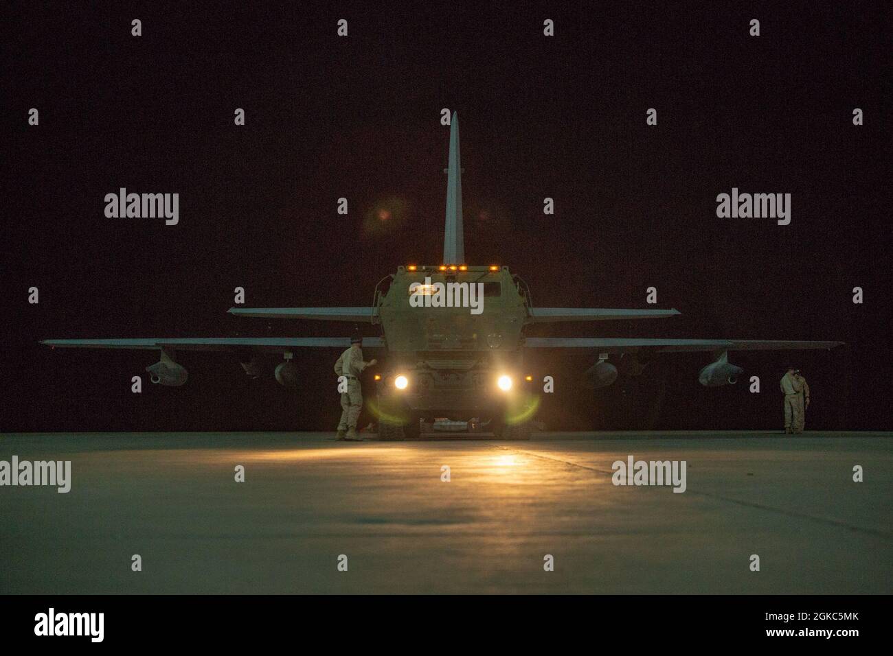 A U.S. Marine Corps High Mobility Artillery Rocket System assigned to ...