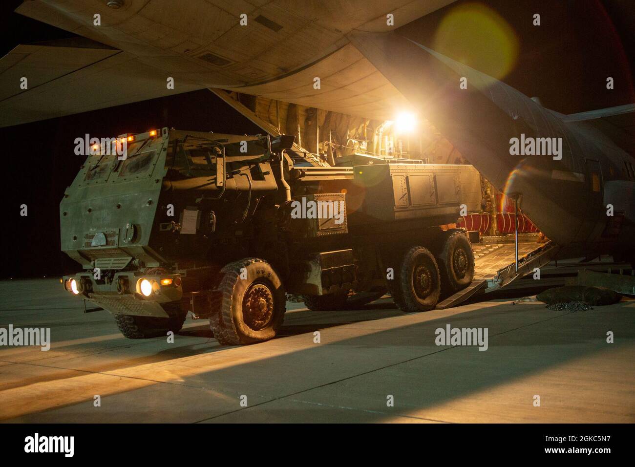 A U.S. Marine Corps High Mobility Artillery Rocket System assigned to ...