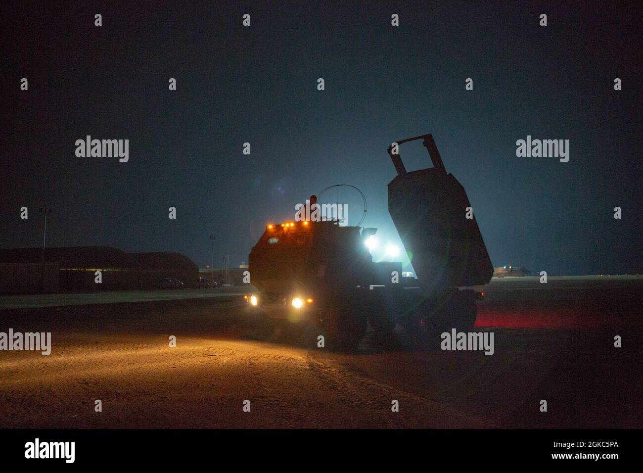 A U.S. Marine Corps High Mobility Artillery Rocket System assigned to ...