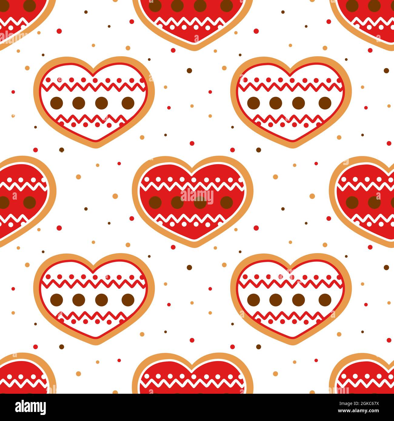 Decorated hearts traditional baked goods seamless pattern. Background ...