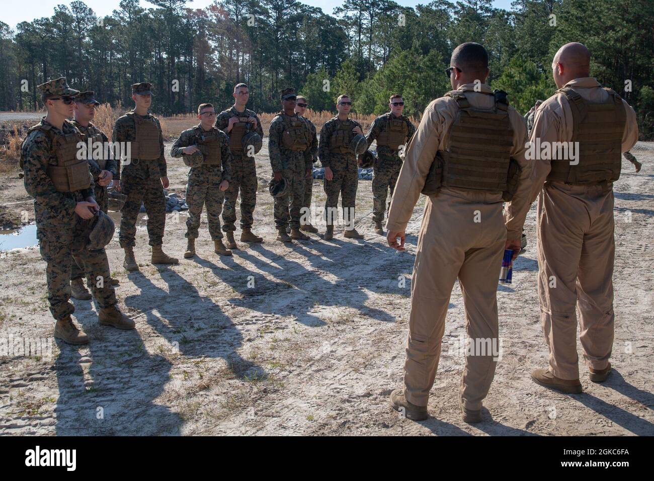 U.S. Marines with 2d Marine Division are briefed on an Amphibious ...