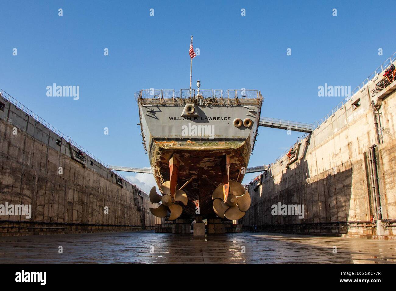 The Arleigh Burke-class guided-missile destroyer USS William P Lawrence ...