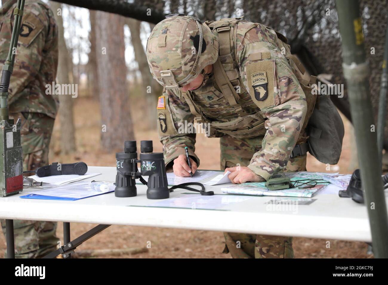 Soldier plots their point to navigate to the location in the land ...