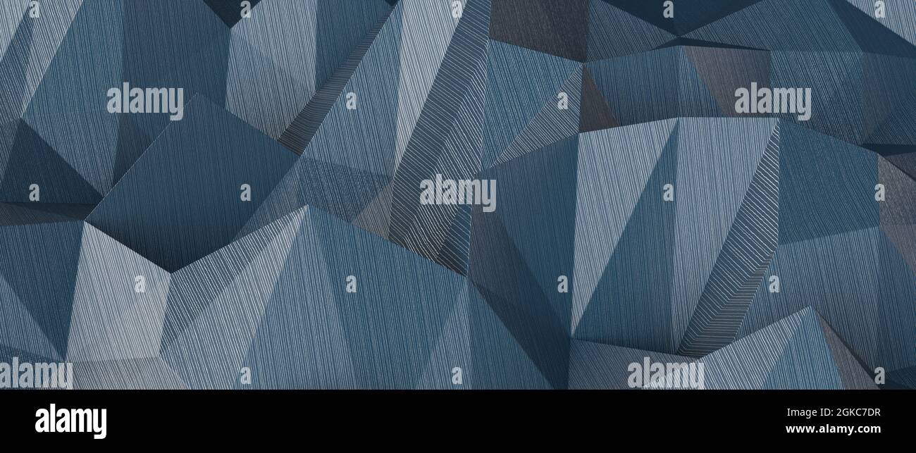 3D rendering of a blue ice low poly background with different ...