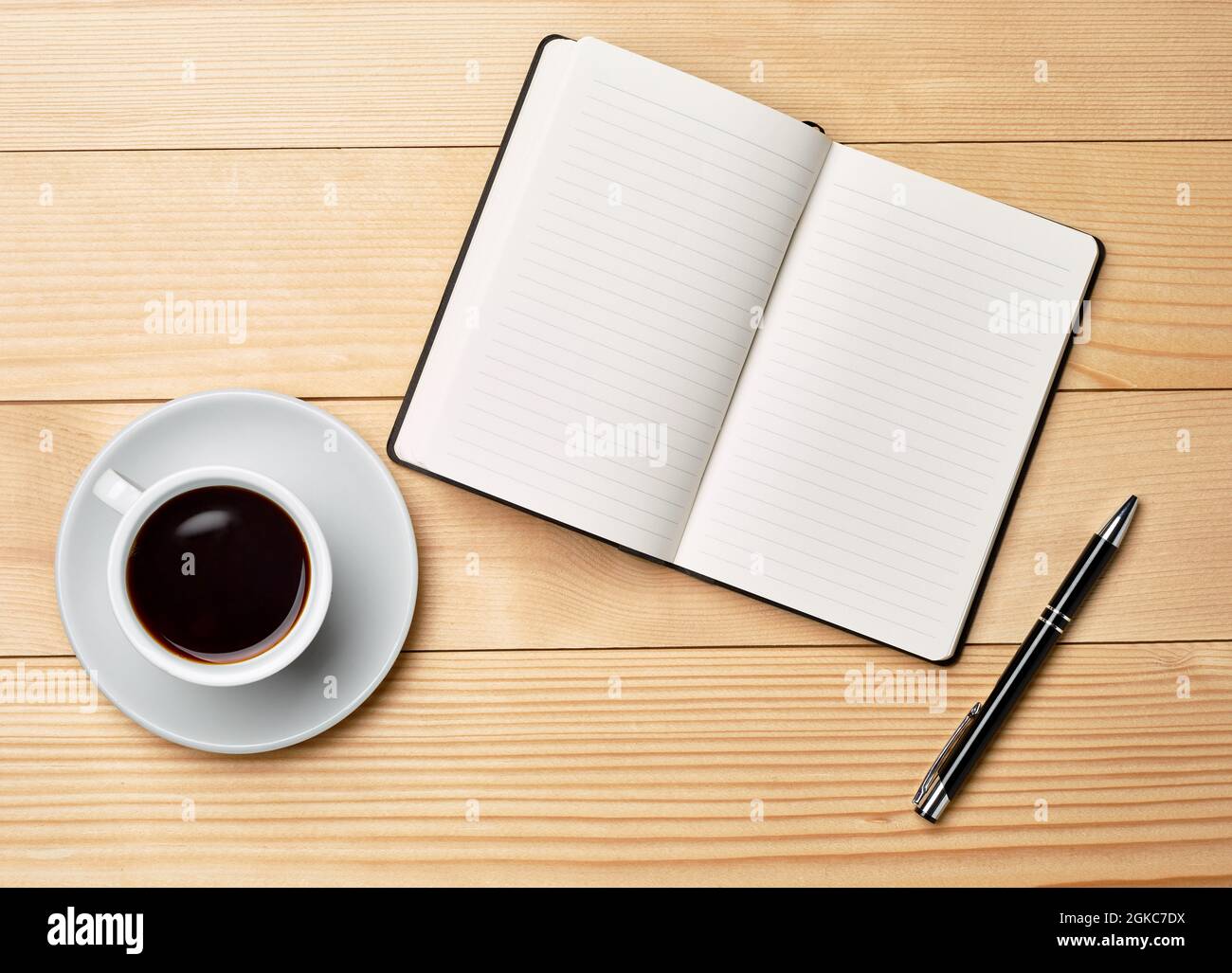 coffee cup note book table paper Stock Photo - Alamy