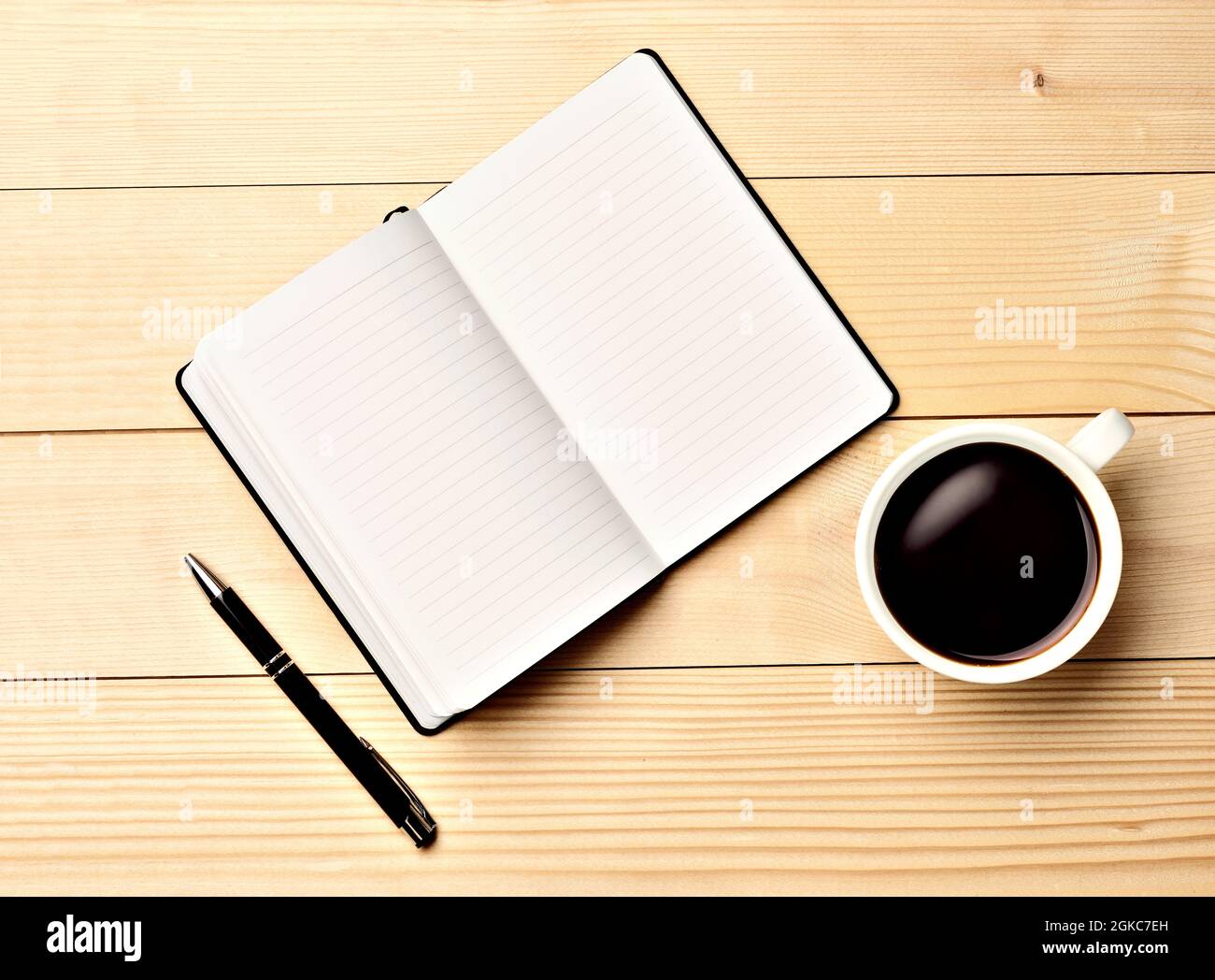 coffee cup note book table paper Stock Photo - Alamy