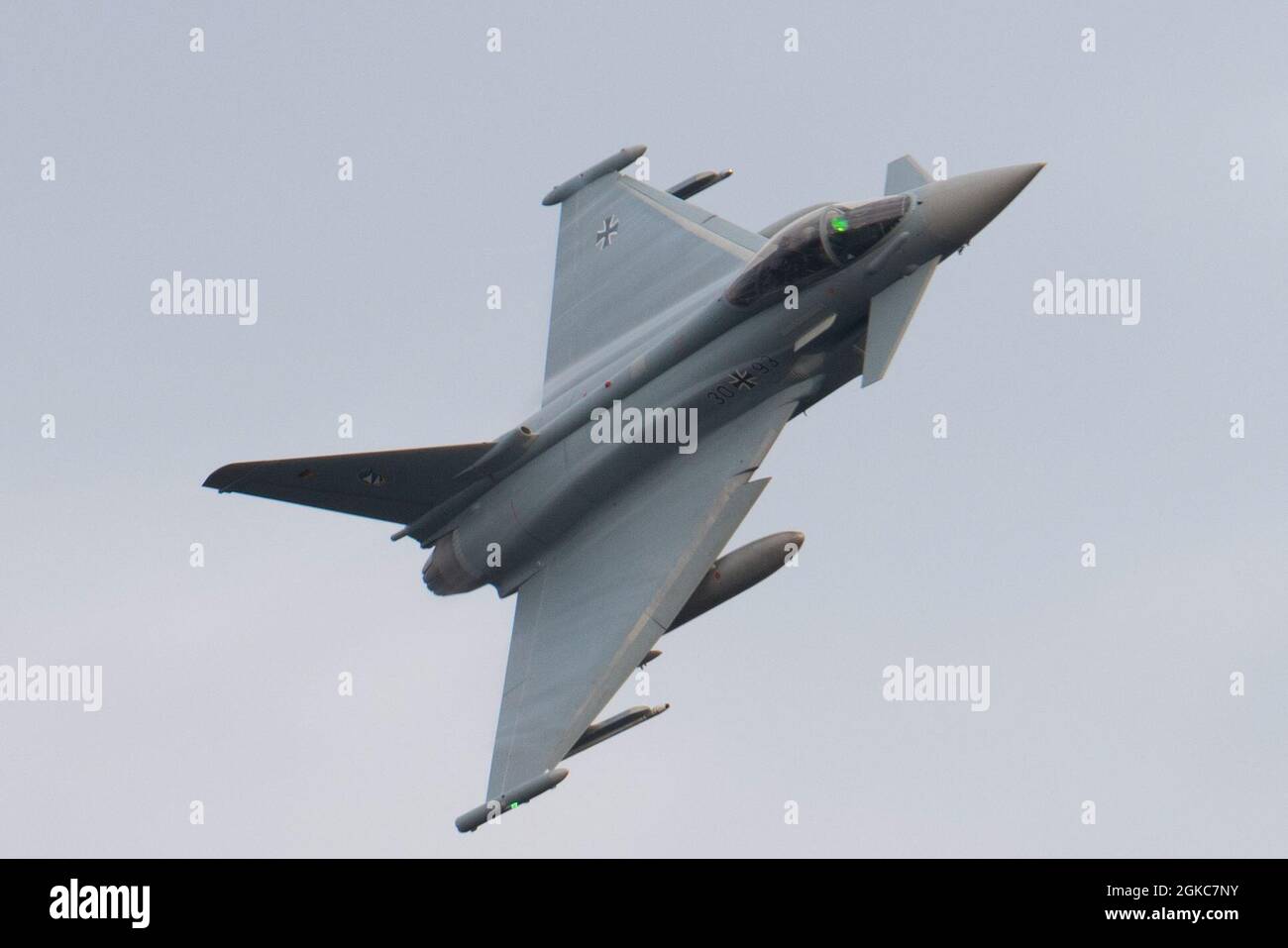 A German Air Force 74 Eurofighter Typhoon jet flies through German ...