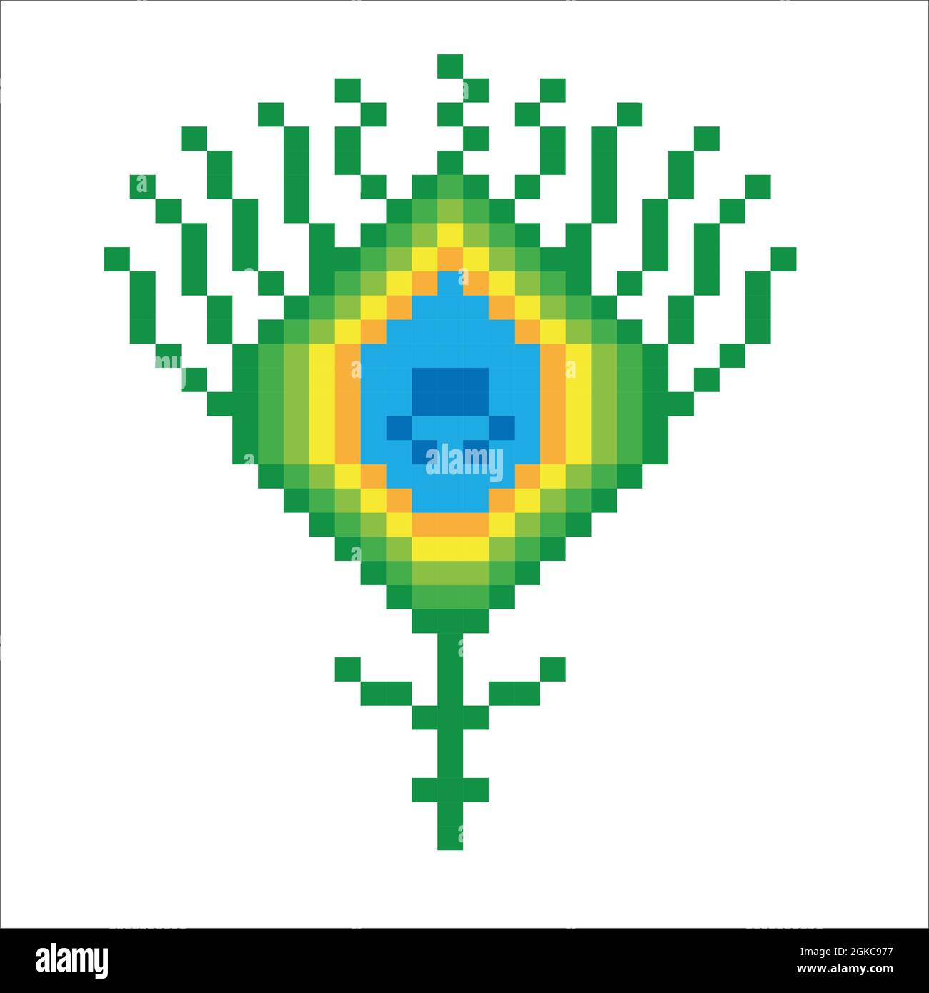 peacock feather Pixel Art isolated on white Background. bit icon. Pixel ...