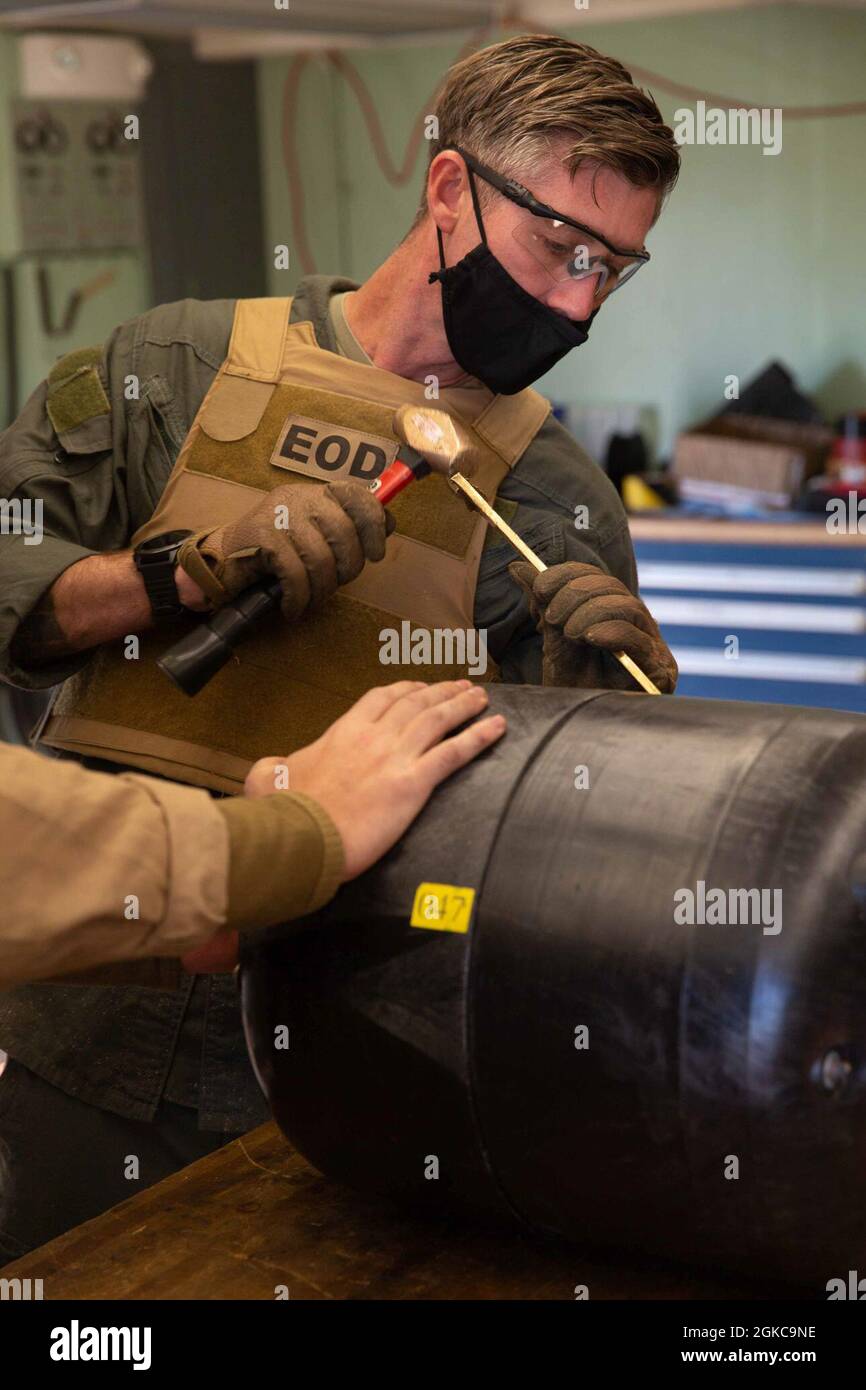 U.S. Marine Corps Gunnery Sgt. Curt Bartz, an explosive ordnance disposal (EOD) technician with ...