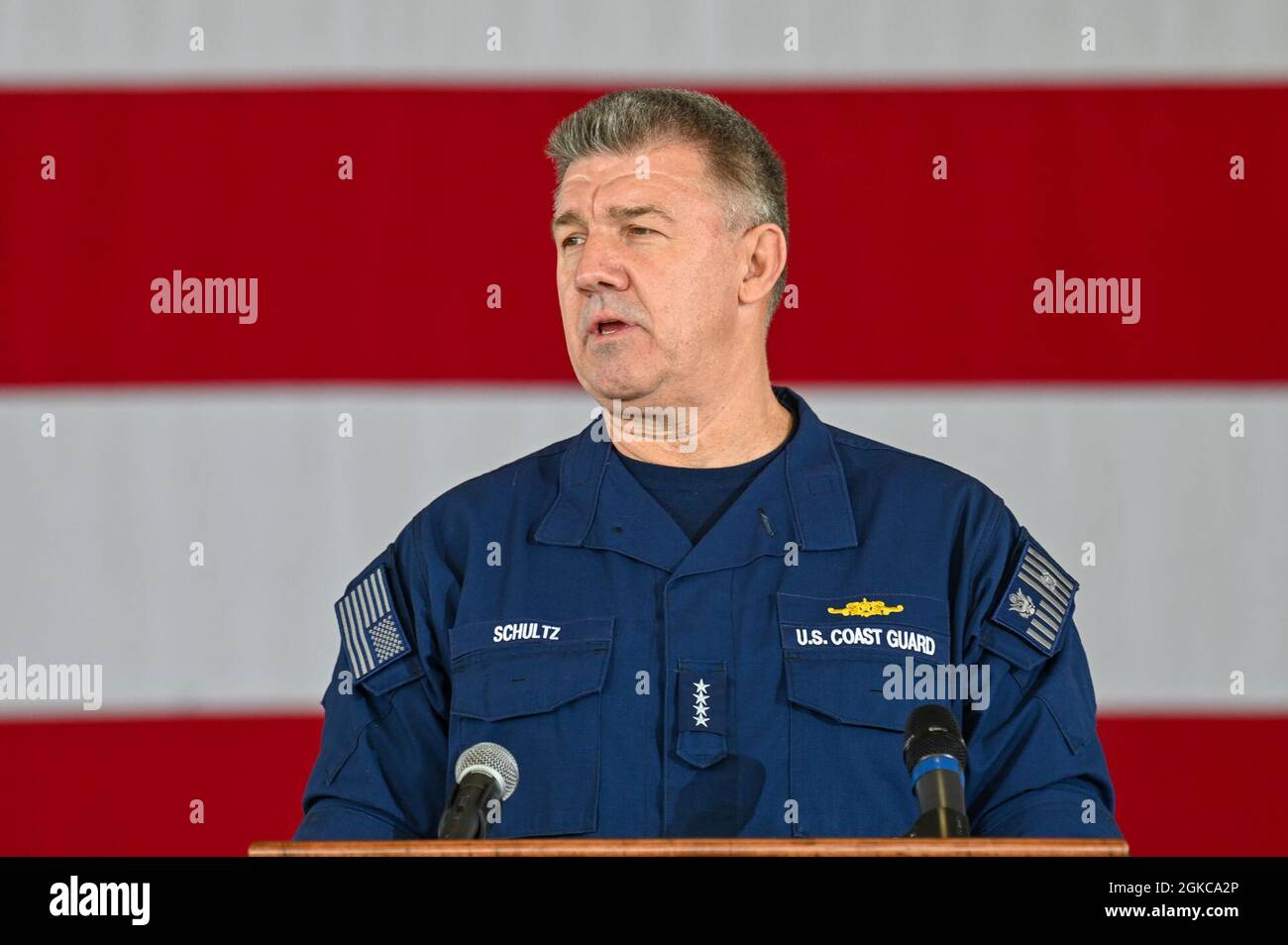 Adm. Karl Schultz, the commandant of the Coast Guard, speaks during the ...